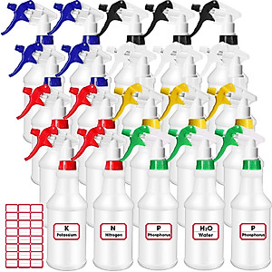 Rtteri 20 Pack 32oz Plastic Spray Bottles for Cleaning Solutions, Empty Spray Bottles Bulk, Adjustable Leak Proof Sprayer Bottles with Label for Plants Pet BBQ Home Kitchen(Multicolor)