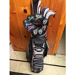 CRAFTSMAN GOLF 12pcs Black Synthetic Leather Golf Iron Head Covers Set Headcover with Colorful Number Embroideried,Easily get The Needed Iron for Callaway, Ping, Taylormade, Cobra Etc.