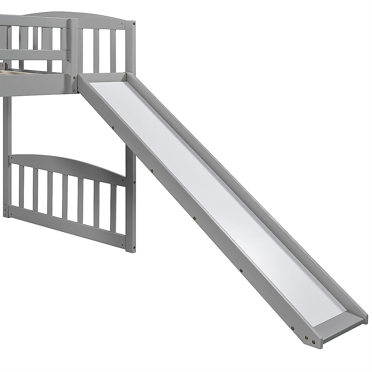 Harper & Bright Designs Twin Loft Bed with Slide for Kids, Wood Slide Loft Bed with Stairs and Built-in Ladder, No Box Spring Needed,Grey