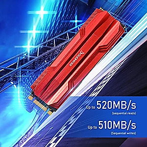 DUOMEIQI 1TB PCIe3.0 M.2 2280 Internal SSD High Performance Solid State Drive up to 520MB/s for Desktop Laptop Computer(1TB NVME + Red Aluminum Heatsink)