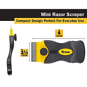 Titan 12031 4-Inch Mini Razor Scraper | Includes 1 Extra Heavy-Duty Razor Blade