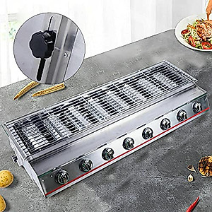 Gas Grill BBQ Gas Grills 8 Burner BBQ Grill Outdoor Party Cooker Stainless Steel Barbecue Grill Commercial Gas Grill Burners Cooker Smokeless for Camping Picnics