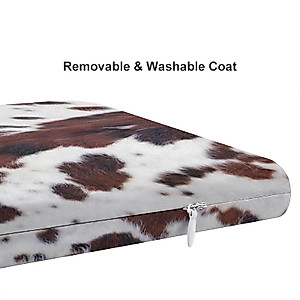 Square Floor Cushions,Chair Pad Seat Cushion,Longhorn White Cowhide with Black and Brown Spots,Comfortable Sitting for Office,Home or Car,Soft Thicken Chair Pad, One size
