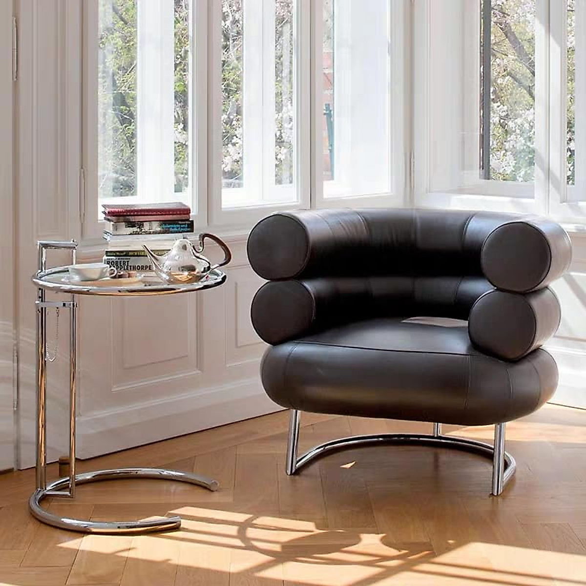 First of a Kind Side End Table with Glass for Living Room Study Lounge Office - Eileen Side Table, Height Adjustable Glass Side Table