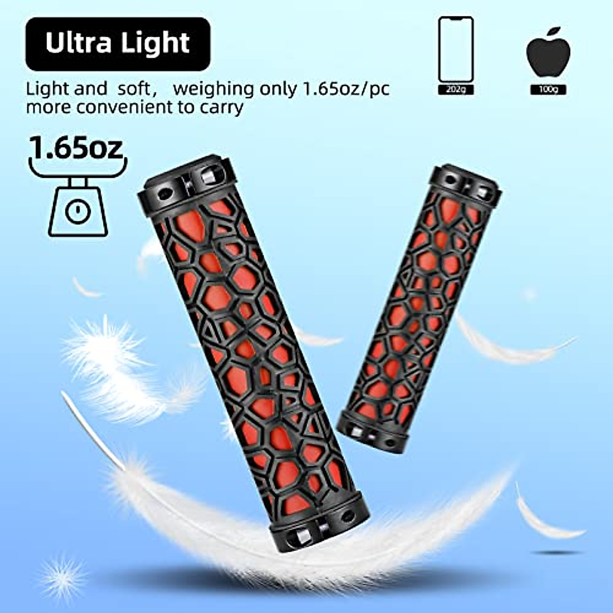 ROCKBROS Bike Handle Grips Non-Slip Bike Grips Double Lock-on Bicycle Handlebar Grips for BMX, MTB, Scooters, Folding Bikes 22.2mm