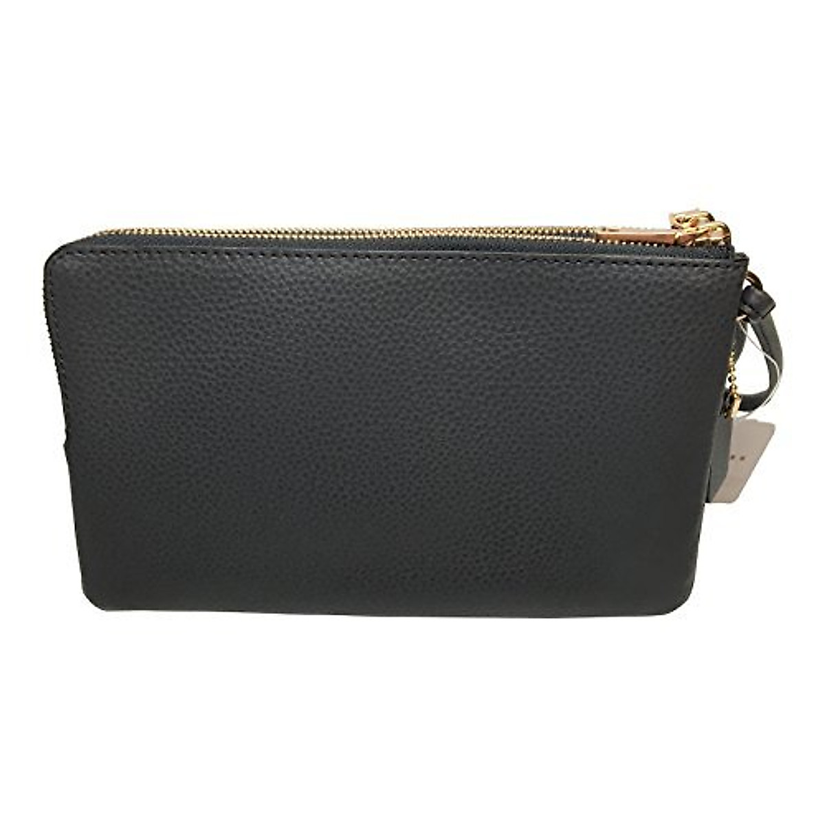 Coach Double Zip Pebble Leather Wristlet Wallet F87587 Midnight Blue