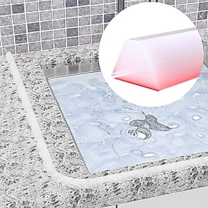 Risunpet 39 Inch Collapsible Shower Water Dam, Shower Threshold Water Dam Shower Barrier, Dry and Wet Separation Door Dam Water Stopper Kitchen Shower Threshold Silicon Water Blocker(Mini Trapezoid)