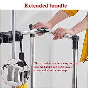 DHWDPO Cart Broom and Mop Holder Put Wet Mops,Cleaning Tool Tower Mop Holder Umbrella Stand,Movable Commercial Mop Rack,for Garden Garage Schools, Hospitals, Factories, Hotels,Property Companies Re