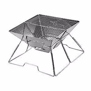 Yardwe 1 Set outdoor folding grill bbq charcoal grill hibachi grill barbecue grill tools charcoal bbq grill barbecue grill rack camping barbecue rack stove Stainless steel travel square