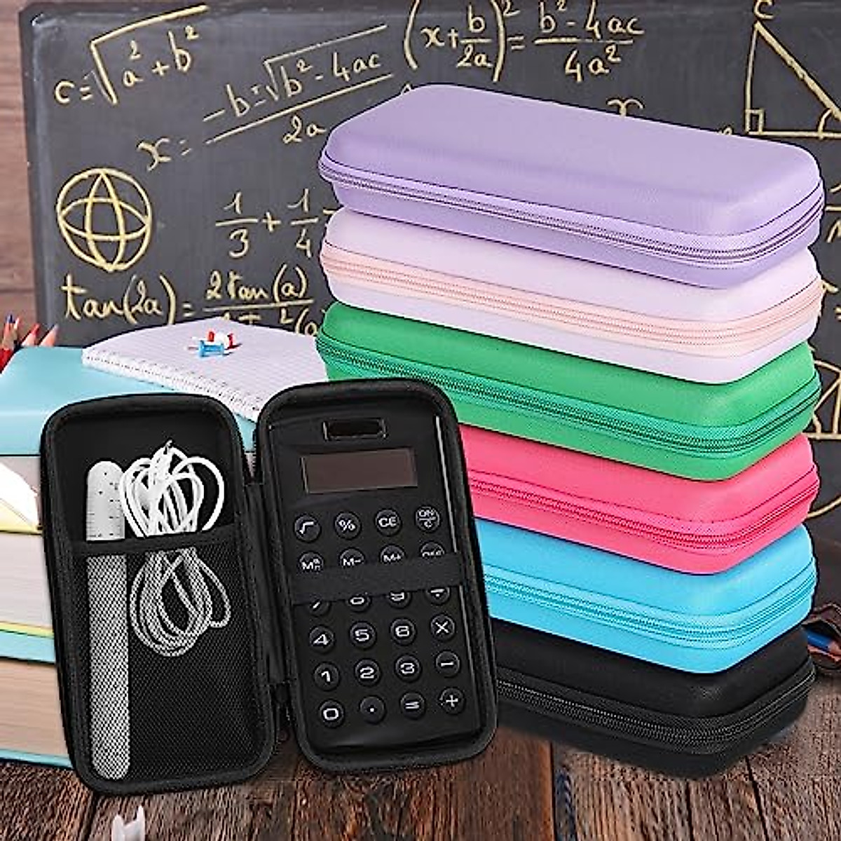 PerKoop 6 Pcs Hard Graphing Calculator Case Compatible with Ti 84 Plus Ce, 84 Plus, 83 Plus Ce Calculators Storage Holder Bag Scientific Calculators Box for USB Cables Pens Pencil Ruler Calculator