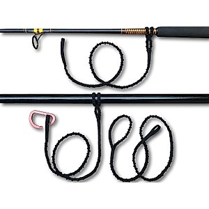 Campingandkayaking Made in The USA. Kayak Paddle/Rod/Gear Leash Now with Cinch Lock, 3 Black Leashes and 1 Carabiner. Built to Last.
