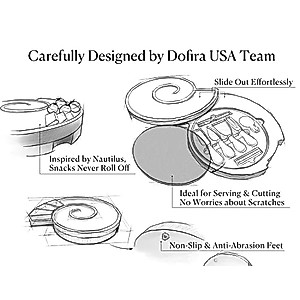 Dofira Nautilus Cheese Board and 4 Knife Set, Acacia Wood Large Round Charcuterie Board Kit with Slate Platter & Ceramic Bowls, Kitchen Gift Set for Housewarming, Bridal Shower, Wedding, Anniversary