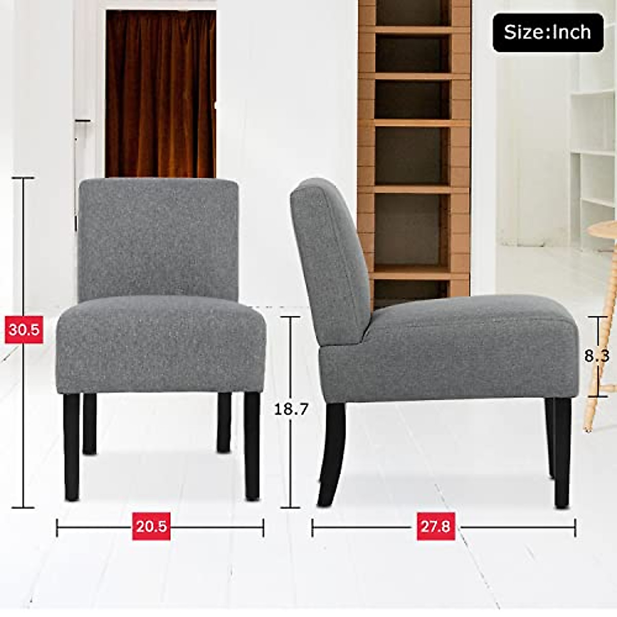 Dining Chairs Dining Room Chairs Kitchen Chairs Modern Design Fabric Armless Contemporary Accent Modern Dining Chairs with Solid Wood Legs