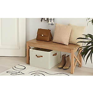 StorageWorks Storage Box for Shoes, Shoe Storage Bin with Handles and Fixed Dividers, Space-Saving Shoe Storage Organizer, Closet Cube Shoe Storage Box, Beige, 1-Pack