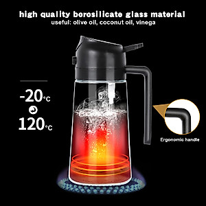 PRO IPLAS 2 in 1 Oil Sprayer For Cooking,Oil Dispenser Bottle For Kitchen, 17oz Oil Sprayer For Cooking, Kitchen, Salad, BBQ, Air Fryer Steak Black