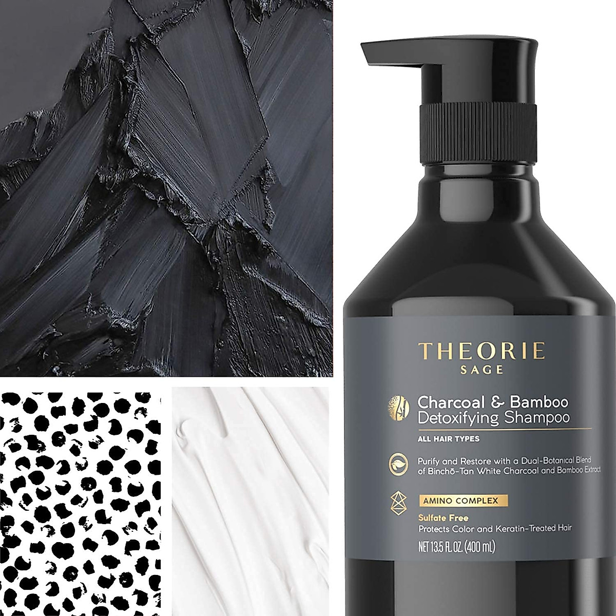Theorie Charcoal Bamboo Detoxifying Conditioner- Purify & Restore, Nurture Color & Keratin Treated Hair, Suited For All Hair Types, 400ML