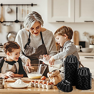 Yungyan 36 Pcs Fluted 4 In Mini Cake Pan Set Nonstick Mini Flan Molds for Baking Small Chocoflan Mold Cake Mold Cup with Flower Shape for Muffin Bavarois Brownie Cupcake Pudding Canele Bread Air Fryer