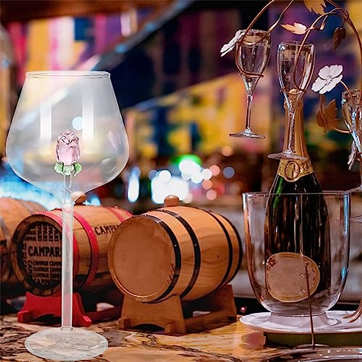 Kichvoe Glass Tumblers 2pcs Rose Glasses Glass Wine Glasses Party Drinks Goblet Glass Cups Decorative Cups Clear Goblet Good Looking Decorate Girl Rose Wine Glass