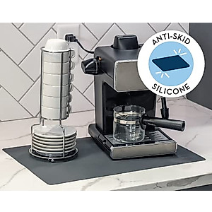 S&T INC. Coffee Mat, Silicone Mat for Coffee Maker and Espresso Machine, Coffee Maker Mat for Countertops, Silicone Grey, 12 in. x 18 in., 1 Pack