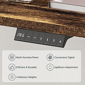 FLEXISPOT EN1 Height Adjustable Standing Desk 48 x 30 Inches Whole-Piece Desktop Ergonomic Memory Controller Electric Stand Up Desk (Black Frame + 48" Rustic Brown Desktop, 2 Packages)