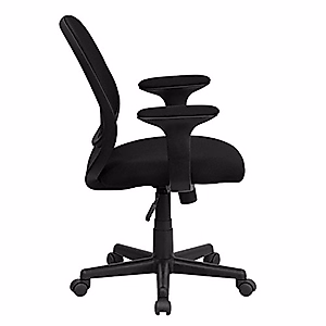 Flash Furniture Y-GO Office Chair Mid-Back Black Mesh Swivel Task Office Chair with Arms