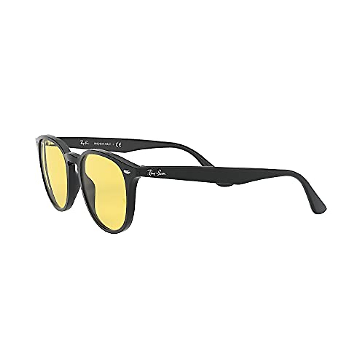 Ray-Ban RB4259F Low Bridge Fit Round Sunglasses, Black/Yellow, 53 mm