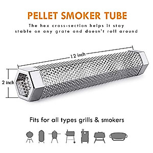 Smoke Tube - 12 inches Smoke Tube for Pellet Grill 5 Hours of Billowing Smoke, Pellet Smoker Tube for All Grill or Smoker, Hot or Cold Smoking