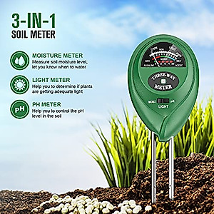 Atree Soil pH Meter, 3-in-1 Soil Tester Kits with Moisture,Light and PH Test for Garden, Farm, Lawn, Indoor & Outdoor (No Battery Needed)