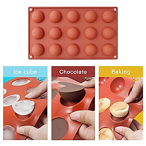homEdge Small 15-Cavity Semi Sphere Silicone Mold, 3 Packs Baking Mold for Making Chocolate, Cake, Jelly, Dome Mousse-1.5 inches (Diameter) Pay Attention to the Size