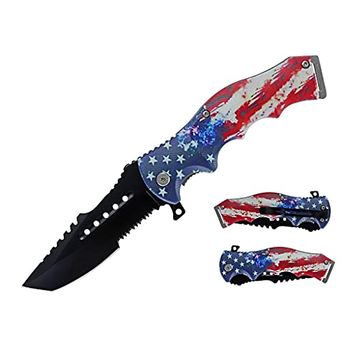 Blazing S. CS Style Pocket Folding Knife I Stainless Steel Blade I ABS Plastic Handle I EDC I Camping I Outdoor Activities I (Flag 2)