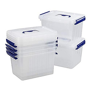 EudokkyNA Clear Storage Box with Lid, 6 Liter Plastic Bins Set of 6