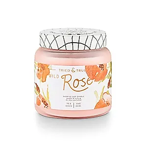 Tried & True Wild Rose Large Jar Candle, 15.5 oz, Clear