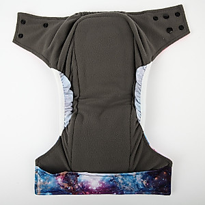 Sigzagor Baby AIll in One Night AIO Cloth Diaper Nappy Sewn in 5 Layer Insert Reusable Washable for Girls (Galaxy)