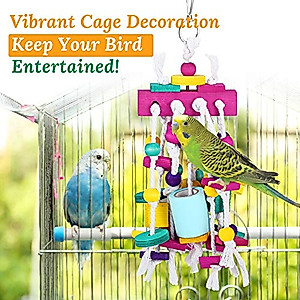 Pawaboo Pet Bird Chewing Toys, Parrot Cage Bite Toys, Bird Tearing Entertaining Toys, Multicolored Wooden Block Tearing Toys for Small and Medium Parrots and Pet Birds, Colorful