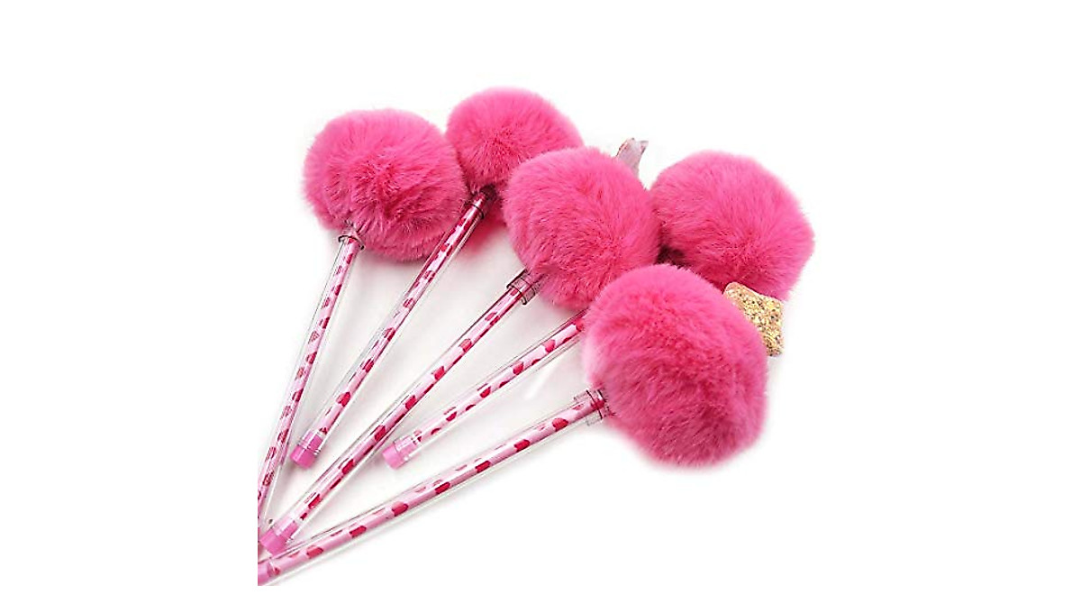 Colorful 5 PCS Pom Pom Gel Ink Pens for Creative Kids