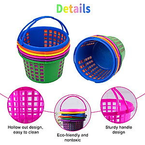12 PCS Easter Baskets Empty for Kids, Plastic Bulk Baskets for Easter Eggs Hunts, Easter Bucket Bags for Kids Classroom Collecting Easter Eggs Party Favor, Easter Baskets Stuffers Filled for Toddler