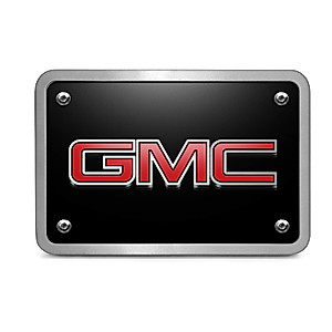 iPick Image Made for GMC 3D Logo in Red Inlay on Black Billet Aluminum 2 inch Tow Hitch Cover