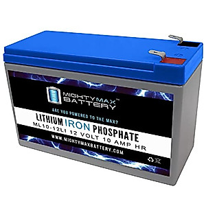 Mighty Max Battery Mighty Max Battery ML10-12LI - 12 Volt 10 AH Deep Cycle Lithium Iron Phosphate (LiFePO4) Rechargeable and Maintenance Free Battery
