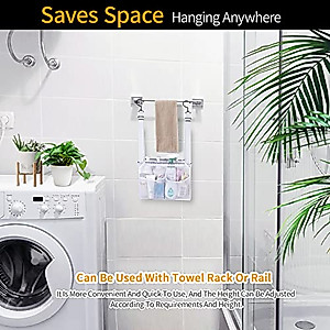 GUMQDD 4 Storage Pockets Adjustable Hanging Mesh Bathroom Bag, Shower Caddy College with Hooks, Applied to College Dorm Rooms, Gym, Swimming and RV Travel (White)