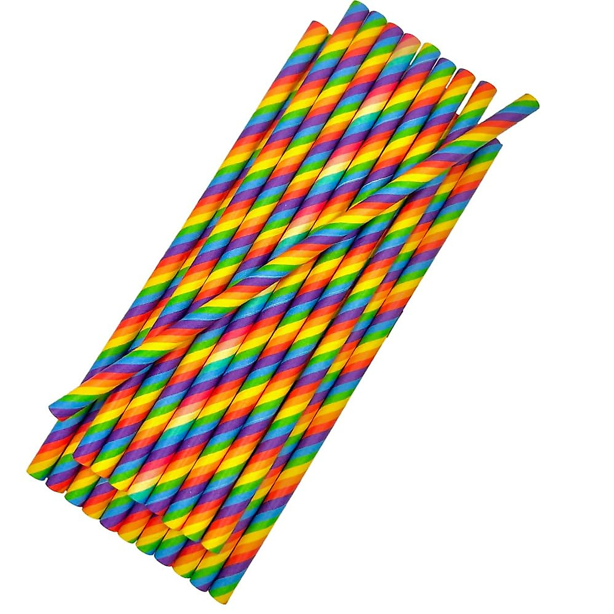 Disposable Straws, Rainbow Colors, Paper Straws, Smoothie Straws, Silly Straws Party Favor for Birthdays Holidays Events or Matching Cups - 20 Piece Set