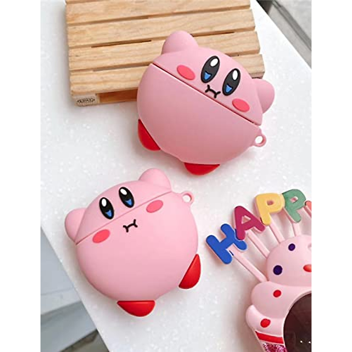 Cute Case for Apple Airpod 2nd Generation AirPods Case Cover 3D Kawaii Funny Food Design Silicone Shell Anti-Fall Cover for AirPods Charging Case for Girls Women Boy Men (AirPods 2/1, Pink Monster)