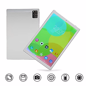 10.1 Inch Kid Tablet PC,Student Reading Tablet for Android10,HD IPS Touchscreen,6GB RAM 128GB ROM 8 Core CPU,5000mah,BT5.0,5G WiFi,Dual SIM Card Slots,Silver. (US Plug)