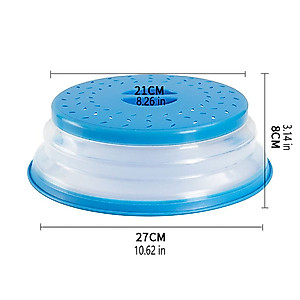 Collapsible Microwave Splatter Cover For Food With Silicone Mats, 10.5 Inch, Dishwasher-safe, Microwave Plate Cover With Steam Vent，BPA-Free Silicone & Plastic (black)