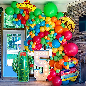 Mexican Fiesta Party Decorations 159pcs Fiesta Balloon Garland Arch Kit-Cactus Llama Sombrero Taco Foil Balloons for Taco Twosday Birthday Decorations Baby Shower Carnival Cinco De Mayo Party Supplies