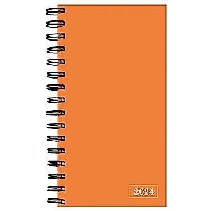 TF PUBLISHING 2024-2025 Citrus Orange 2-Year Small Monthly Pocket Planner | 2-Page Large Calendar Grid and Lined Notes Section in Back | Monthly Day Planner for Purse | 3.5" x 6.5"