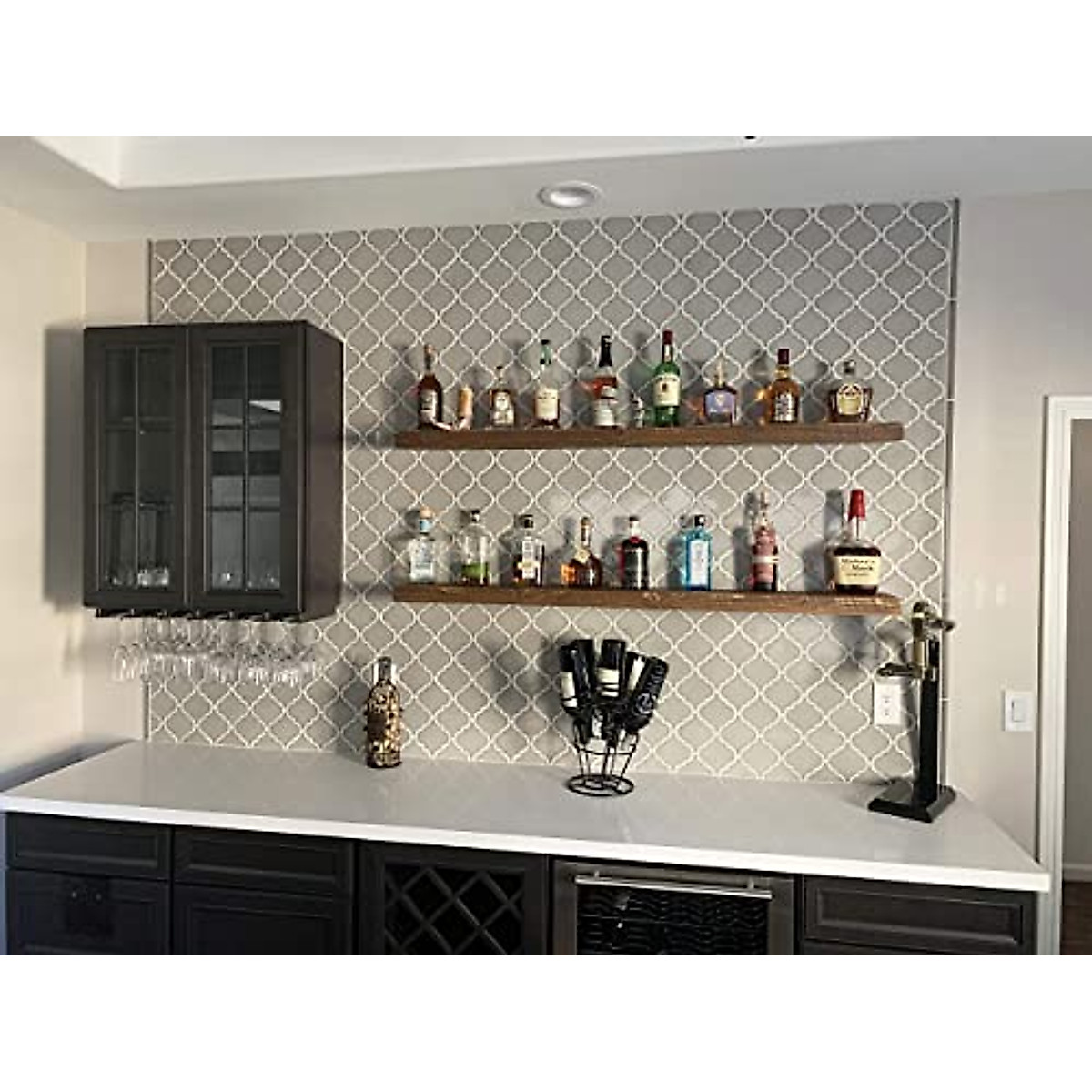 Joel's Antiques Floating Wall Shelf - 72-Inch Wood Decor & Long Shelf for Fireplace Mantel, Bookshelf, & Farmhouse - Wall-Mounted Rustic Stand, Wooden Hanging Display - Medium Brown, 72" x 6" x 2"