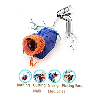 Cat Grooming Bag Puppy Dog Cleaning Polyester Soft Mesh Scratch & Biting Resisted for Bathing Injecting Examining Nail Trimming
