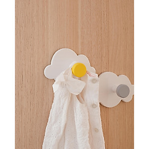 TopKai Cloud-Shaped Wall Hook Set - Cute Wooden Decorative Wall Hooks for Hanging Bags, Clothing, Towels, Hats - Modern Wall Hangers for Nursery, Bathroom, Entryway, Boys & Girls Bedroom - Pack of 4