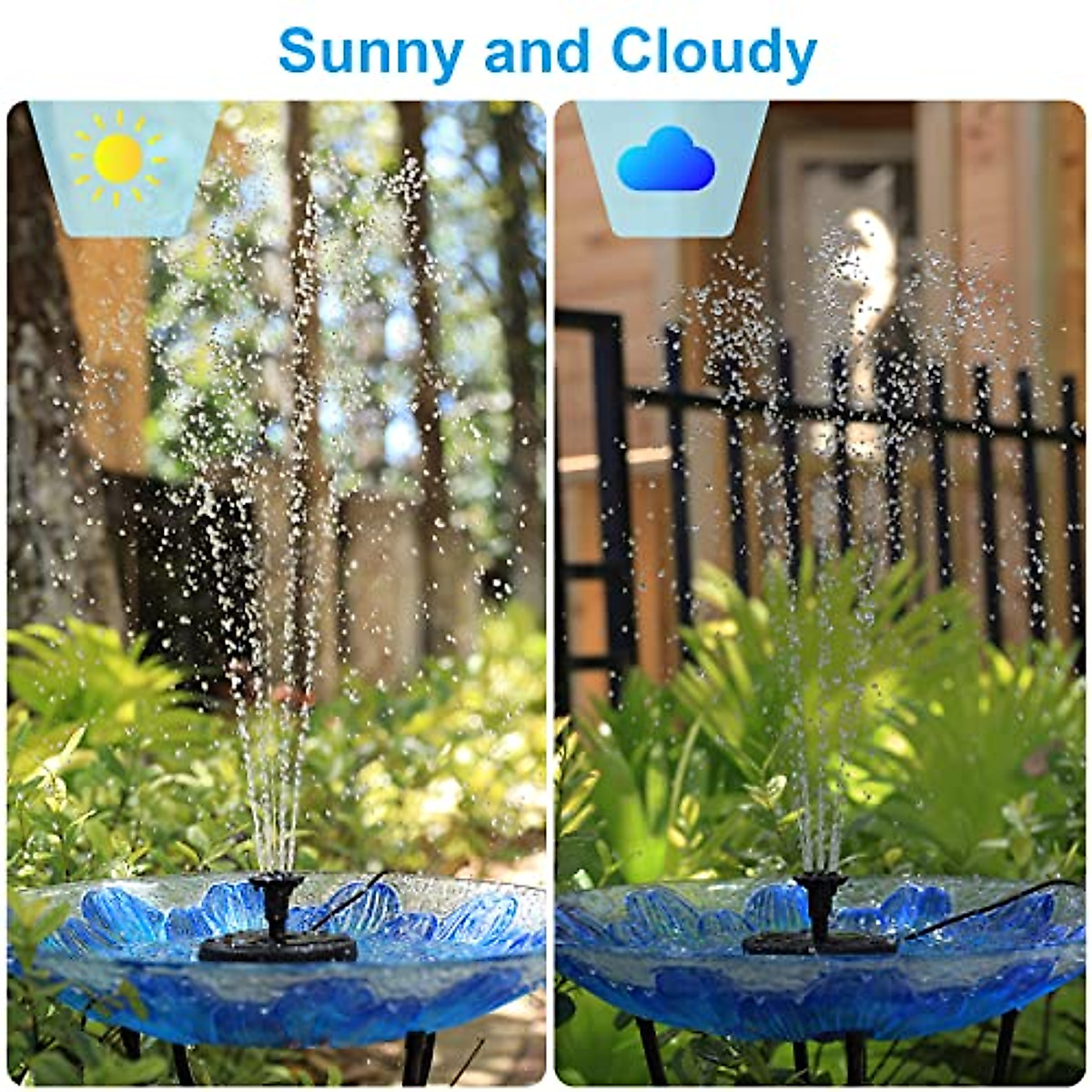 10W Solar Fountain Pump with Multiple Nozzles, DIY Water Feature Kit for Outdoor with Pipe, Solar Powered Water Fountain Pump for Bird Bath, Garden, Ponds, Fish Tank