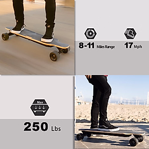 Blitzart 38" Hurricane Electric Longboard Electronic Skateboard 18mph 350w brushless Motor (Hurricane Black)